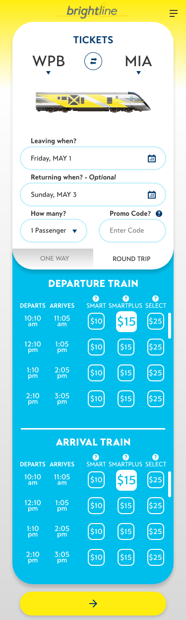 Brightline Mobile App Redesign